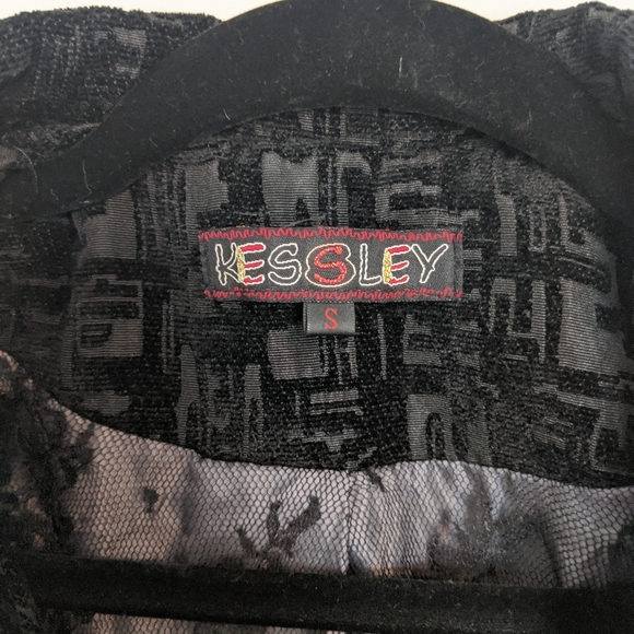 Kessley | Jackets & Coats | Kessley Textured Lace Edges Black Jacket ...